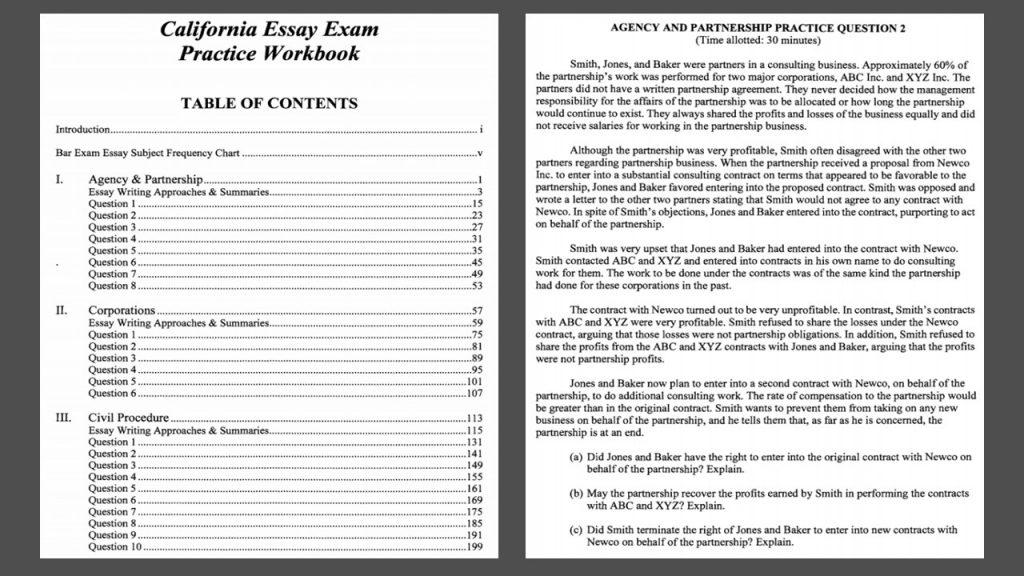 Unlimited California Bar Exam Essay Questions Workbook Access ...